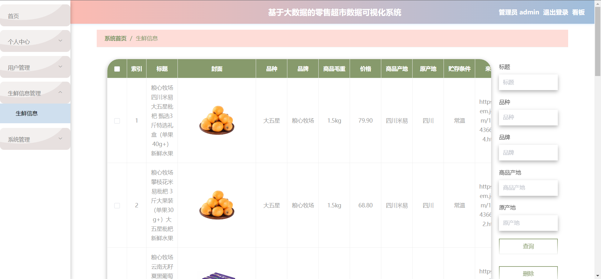 Python毕设之基于python的大数据零售生鲜超市数据可视化大图平台 爬虫 Csdn博客
