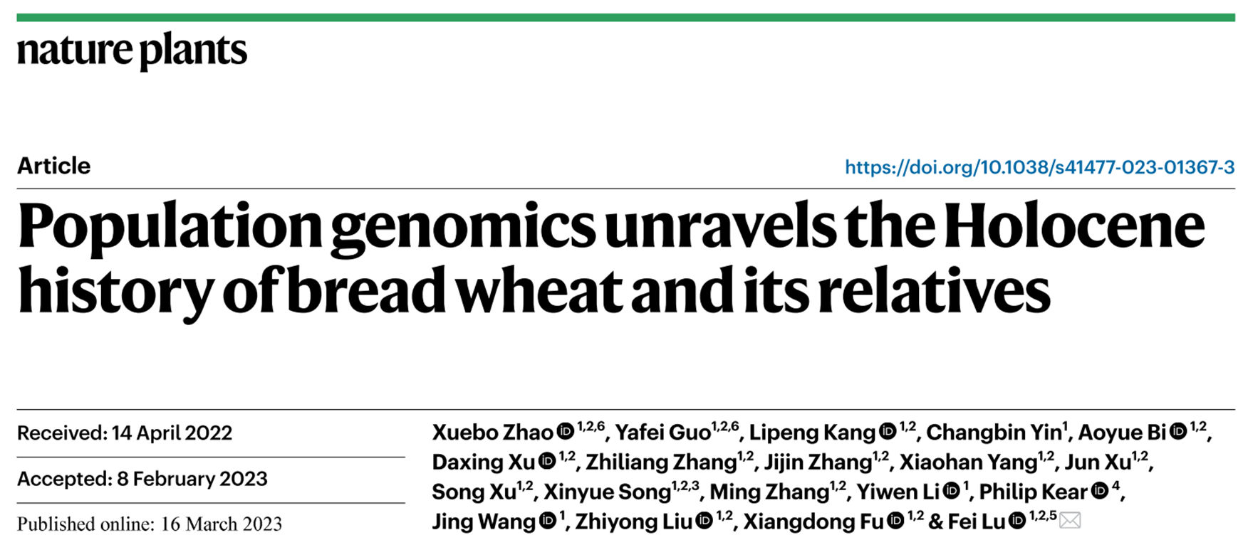 文献精读丨NP 小麦群体演化历史Population genomics unravels the Holocene history of bread wheat and its ...
