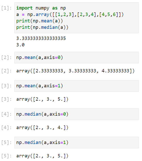 Python numpy numpy median numpy mean numpy 