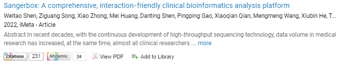 iMeta | 高被引交互式整合临床生信分析平台：Sangerbox-CSDN博客
