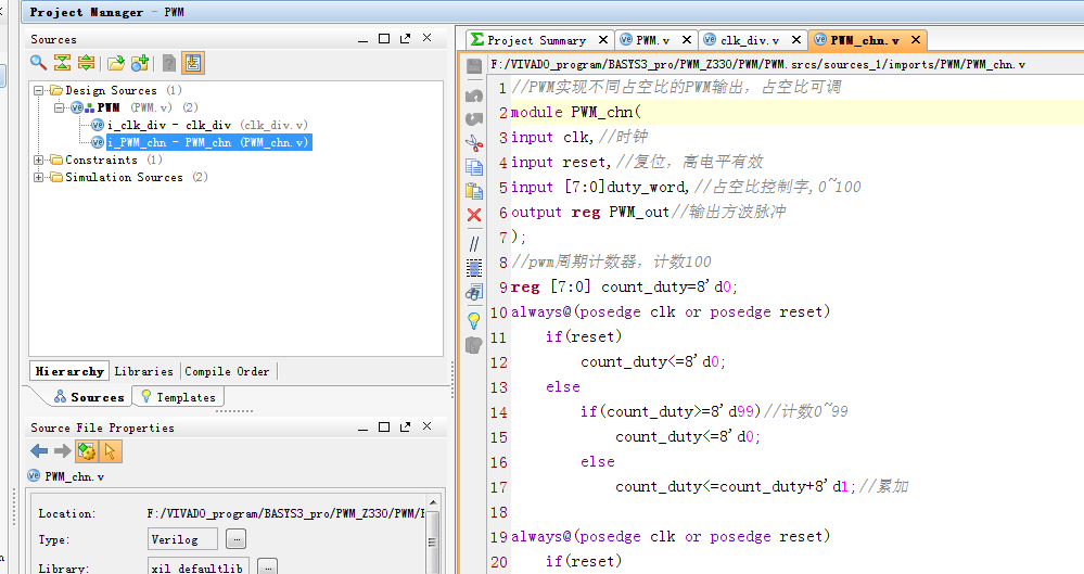PWM宽调制电路设计verilog代码basys3开发板-CSDN博客