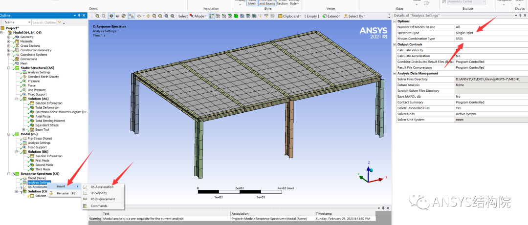 ANSYS WORKBENCH某单层框架反应谱分析_workbench 响应谱分析-CSDN博客