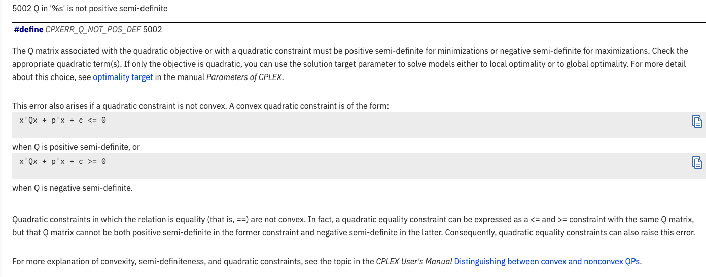 CPLEX出现‘q1‘ is not convex？_solver not applicable (cplex does not support nonc-CSDN博客