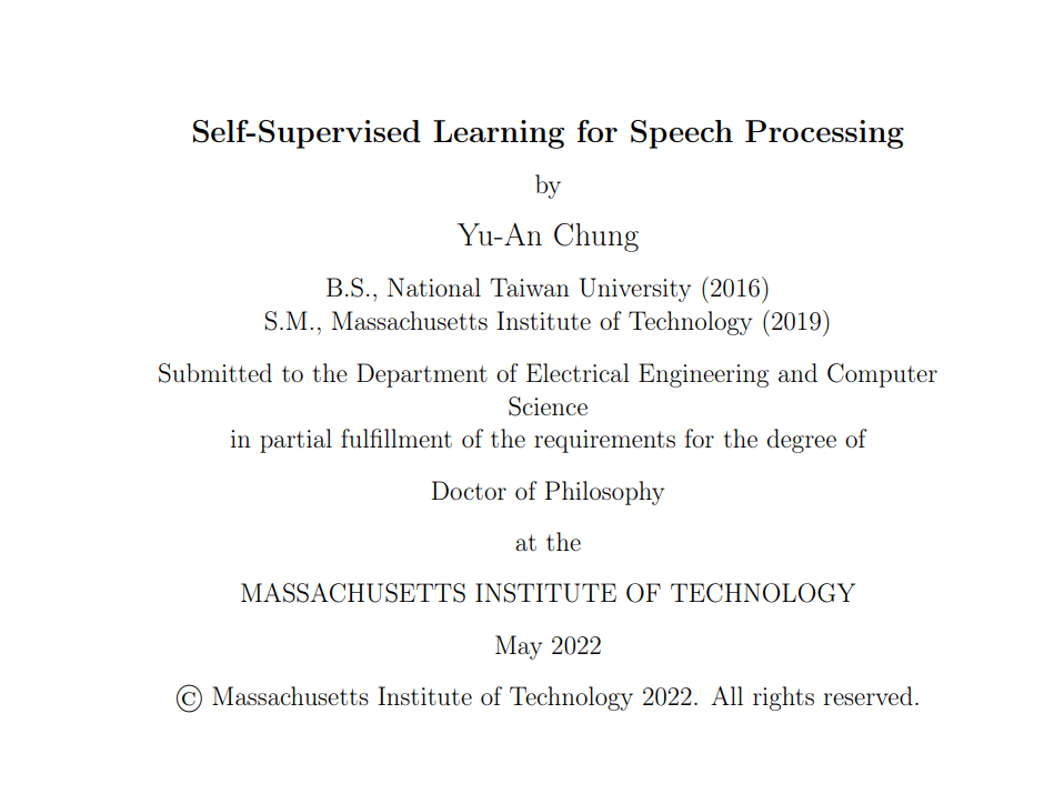 【MIT博士论文】自监督学习语音处理-CSDN博客