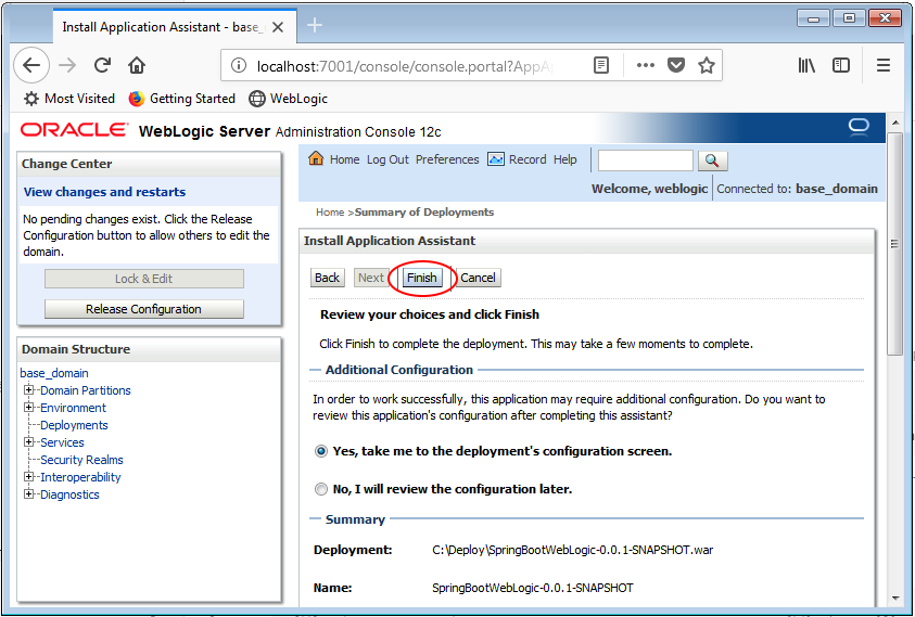 在 Oracle WebLogic Server 上部署 Spring Boot 应用程序_springboot 部署weblogic-CSDN博客