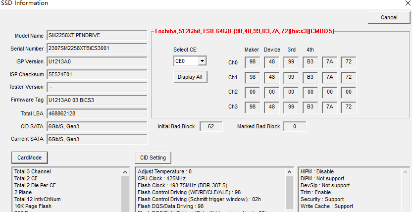 用SM2258XT SLC模式拯救烂片，拆自PS3111+东芝BiCS3，SM2259XT固件开卡可参考-CSDN博客
