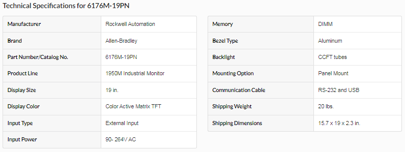 A-B罗克韦尔 6176M-19PN VersaView标准工业监视器-CSDN博客