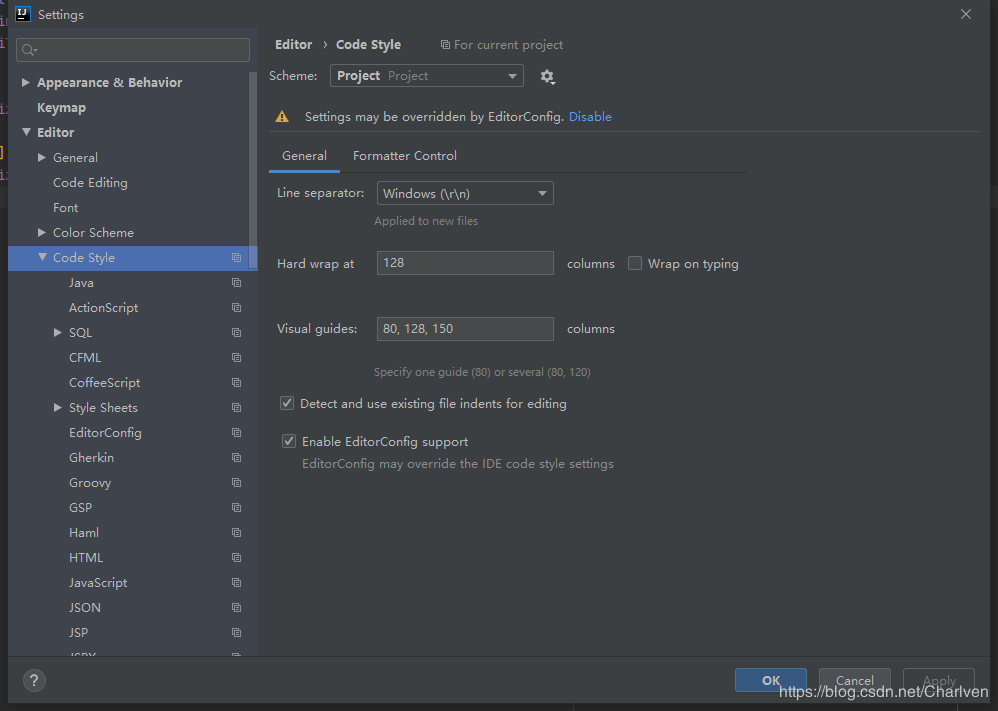 项目根目录下的.editorconfig文件+Idea CodeStyle样式设置_idea editorconfig-CSDN博客