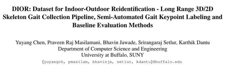 远距离人员识别与重识别：DIOR: Dataset for Indoor-Outdoor Reidentification -- Long ...