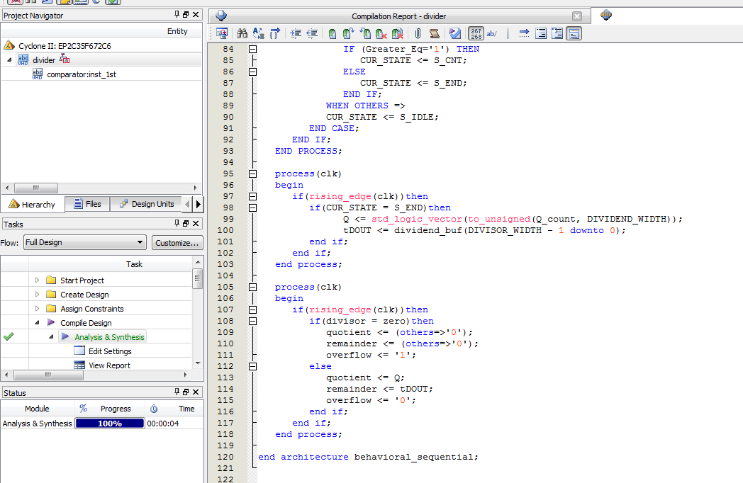 Quartus除法器设计VHDL代码仿真_vhdl怎么做除法-CSDN博客