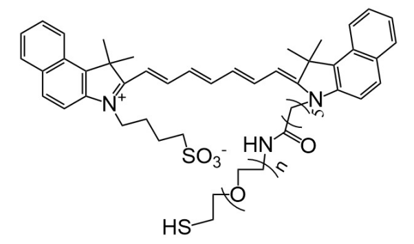 ICG-PEG-SH,吲哚菁绿-聚乙二醇-巯基，ICG是一种特殊的荧光染料，可被波长范围在750～810 nm的外来光所激发，发射波长约840 ...