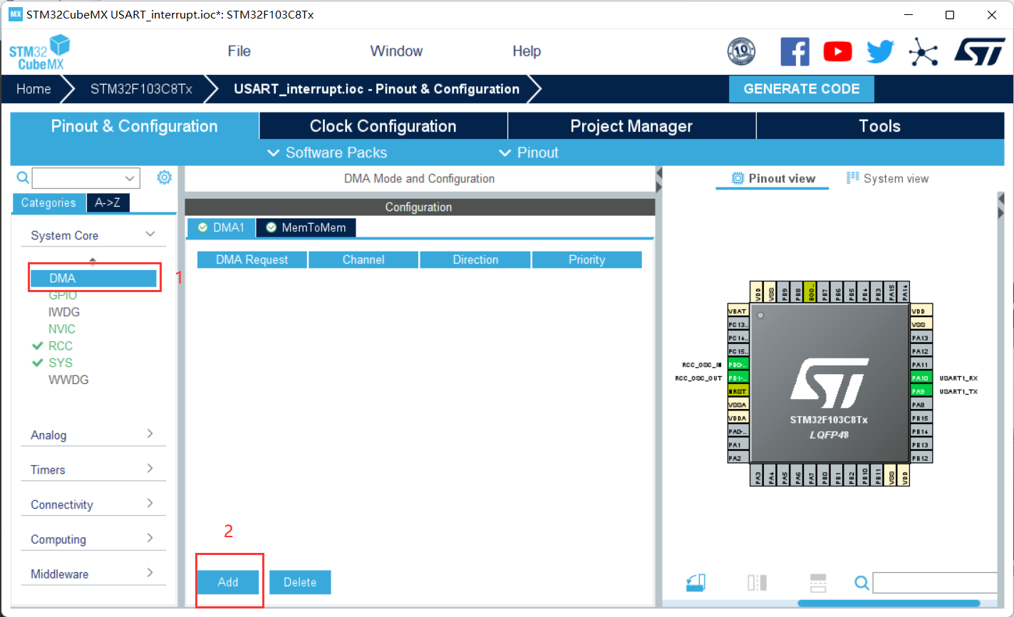 Stm32cubemx实现串口dma中断通信diyu Csdn Csdn博客