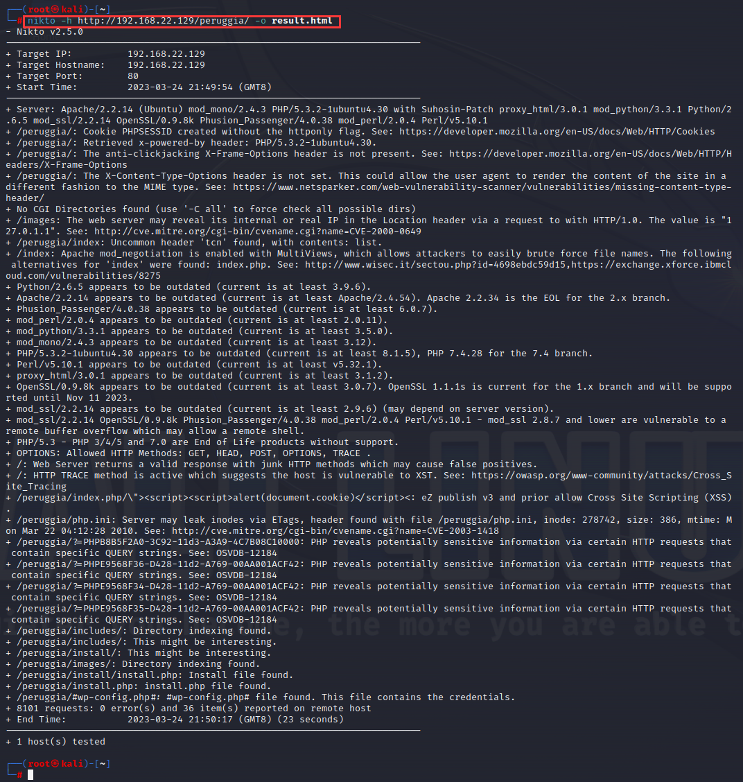 信息安全技术使用Nikto进行扫描_nikto扫描-CSDN博客