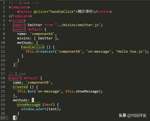 vue dispatch用法_通信：派发与广播，on与emit,自行实现dispatch和broadcast方法-CSDN博客