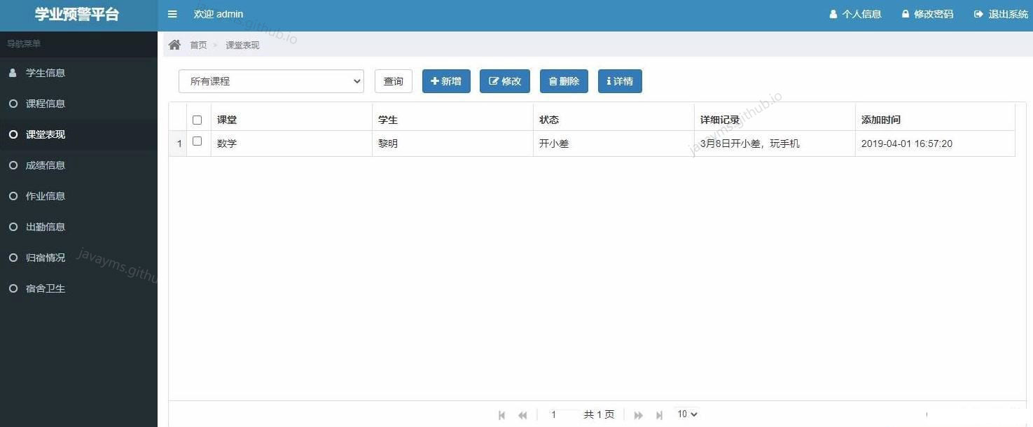 基于javaweb的学业预警平台信息管理系统(java+ssm+html+bootstrap+jq+mysql)_基于web的学业规划平台-CSDN博客