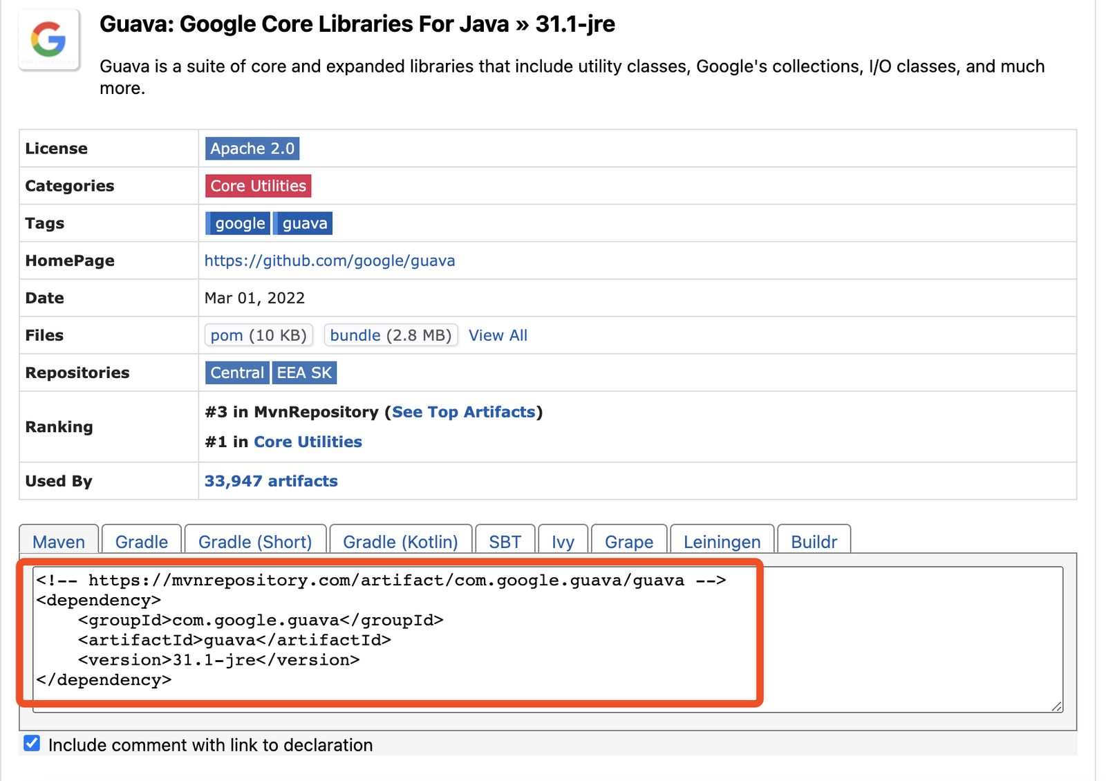 下载jar文件手动添加本地Maven仓库_guava-31.1-jre.jar-CSDN博客