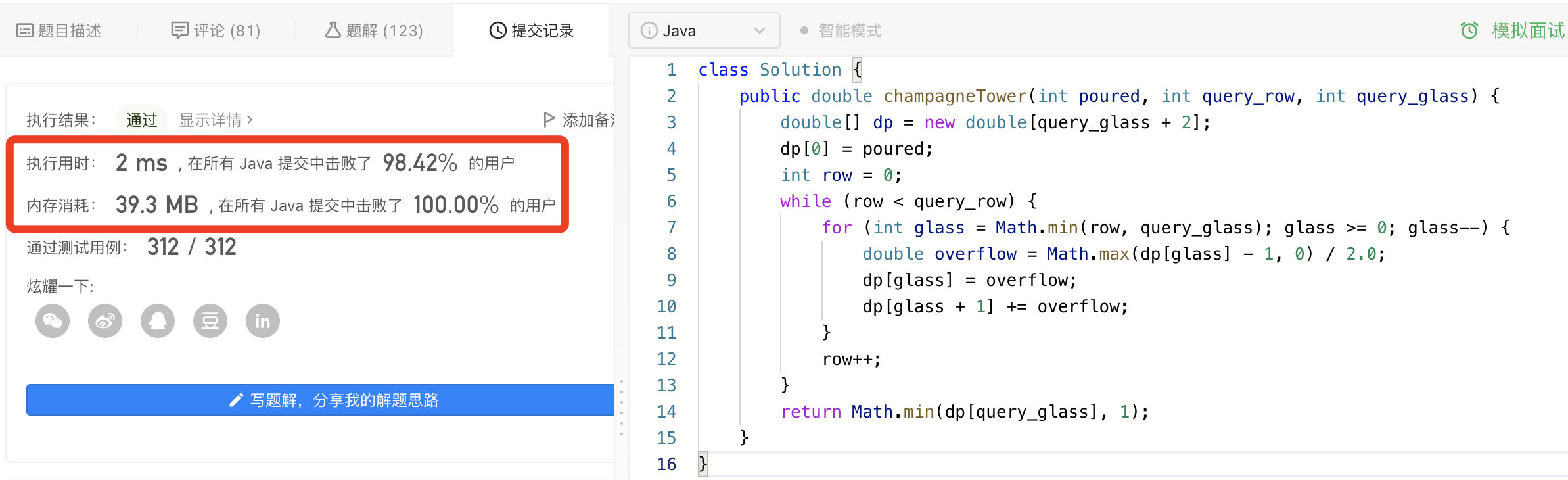 图解LeetCode——799. 香槟塔（难度：中等）-CSDN博客