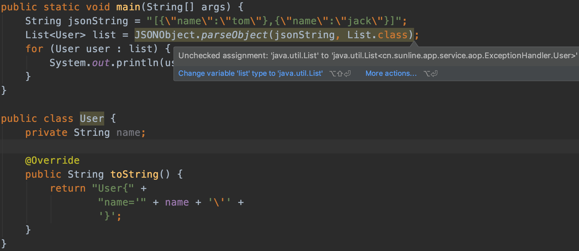 Fastjson unchecked Assignment java util list To java ut CSDN 