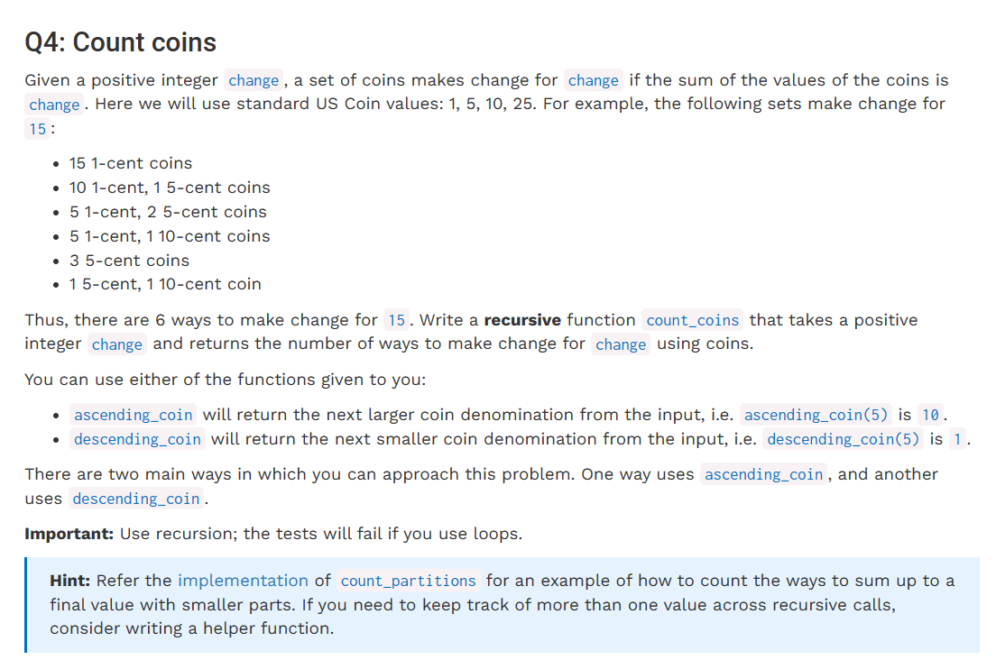 CS61A 2021 HW3 Q4: Count coins_q4: count coinsgiven a positive integer total, a s-CSDN博客