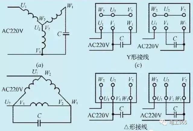 星三角正反接线实物图_电压为220/380V电动机如何接线，380V电机如何转接成220V详解...-CSDN博客