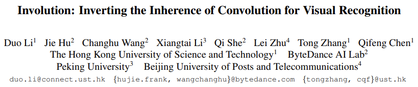 卷积操作改进之Involution: Inverting the Inherence of Convolution for Visual Recognition-CSDN博客