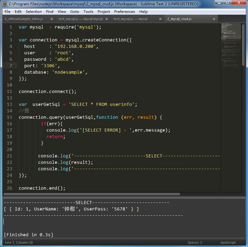 autojs调用mysql_Nodejs学习笔记（四）--- 与MySQL交互（felixge/node-mysql）_幽哥的博客-CSDN博客