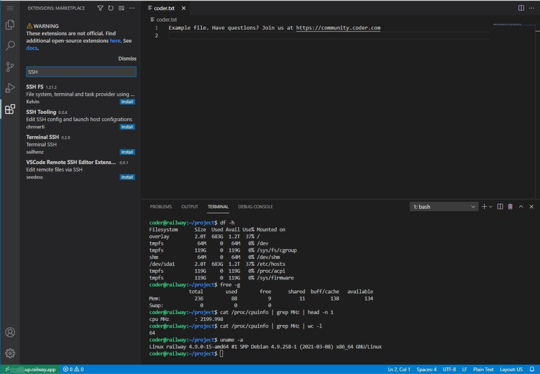 通过 railway 和 code-server 搭建网页版的 visual studio code-CSDN博客