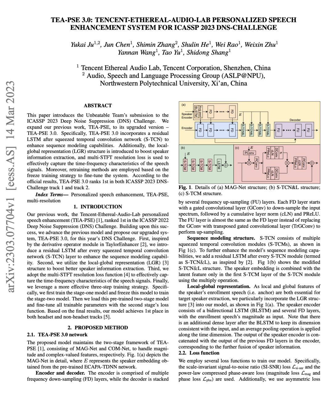 ICASSP2023 | TEA-PSE 3.0: 深度噪声抑制（DNS）竞赛个性化语音增强冠军方案解读_deep noise suppression-CSDN博客