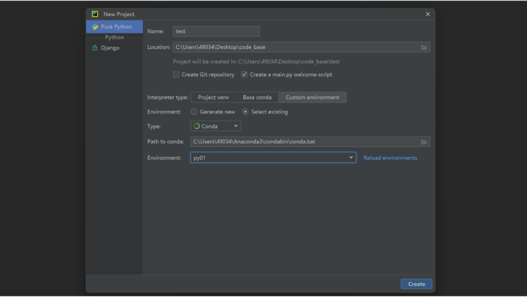 如何搭建一个好用的Python开发环境，Anaconda和Pycharm的使用_pycharm interpreter type选什么-CSDN博客