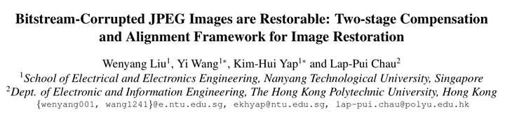 图像恢复：Bitstream-Corrupted JPEG Images are Restorable: Two-stage Compensation and Alignment ...