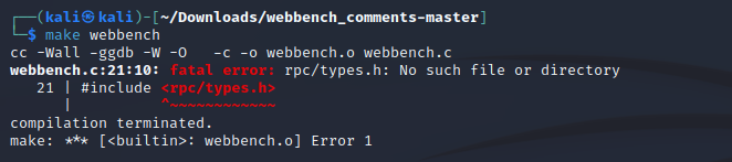 Kali中安装webbench报错处理fatal Error Rpctypesh No Such File Or Directorynetconfigh No Such