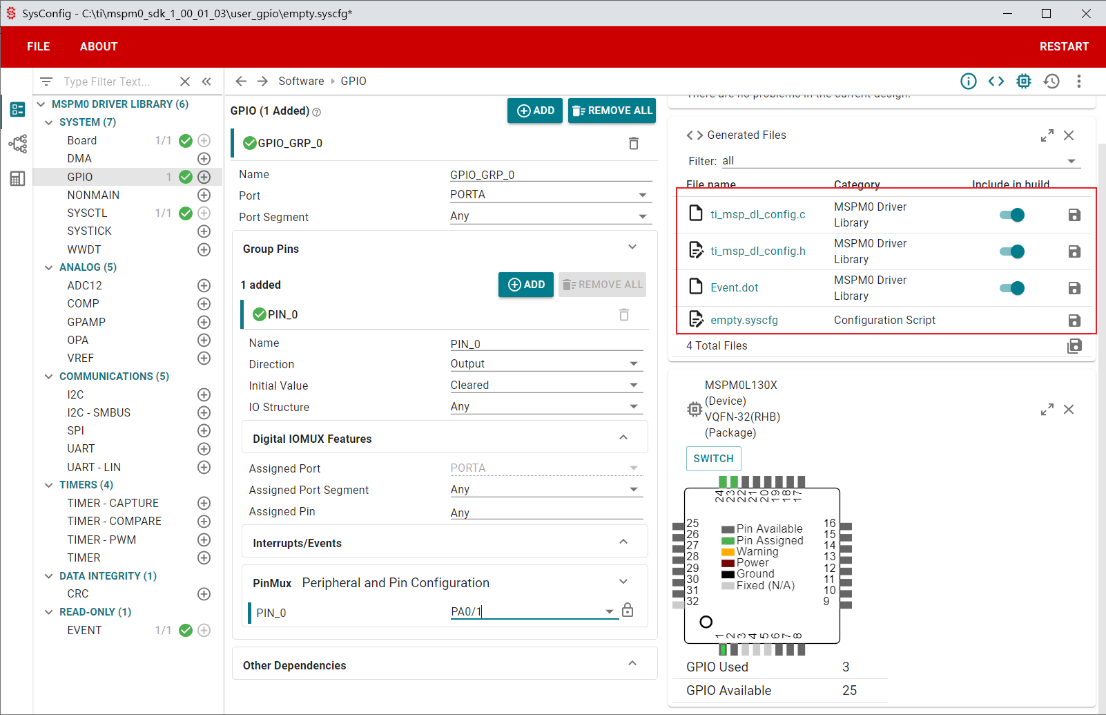 2023电赛备赛-MSPM0学习笔记(三)调用SYSCONFIG以及配置GPIO输出和输入-CSDN博客