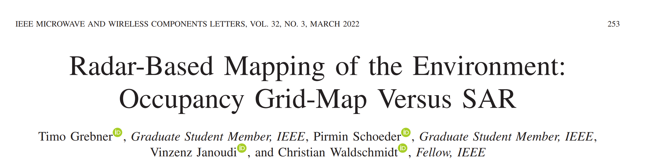 雷达成像论文阅读笔记：MWCL 2022, MWCL 2022: Radar-Based Mapping of the Environment ...