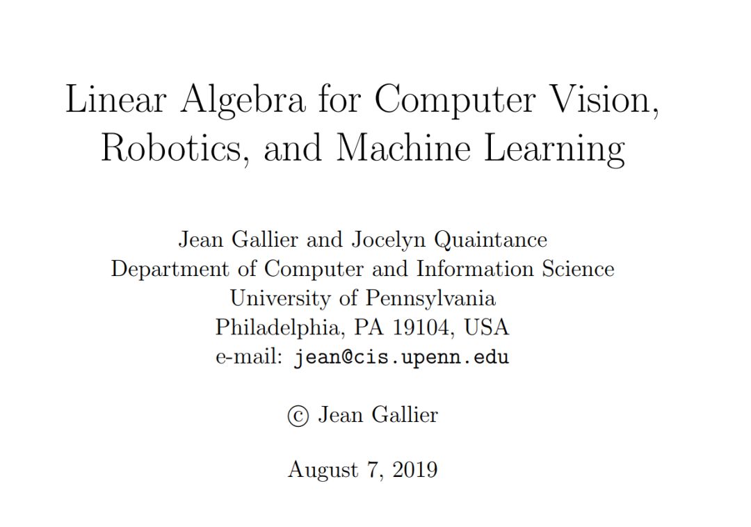 免费-计算机视觉、机器人及机器学习线性代数基础_用于机器学习、机器人和计算机视觉的线性代数-CSDN博客