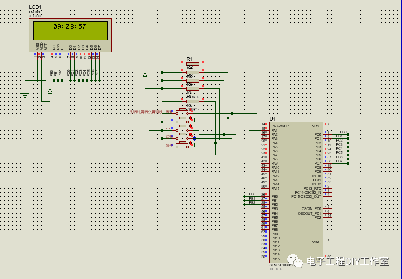 基于stm32单片机的LCD1602计时器可调时钟显示Proteus仿真（源码+仿真+全套资料）_stm32c8t6和lcd1602在仿真时候的接法-CSDN博客