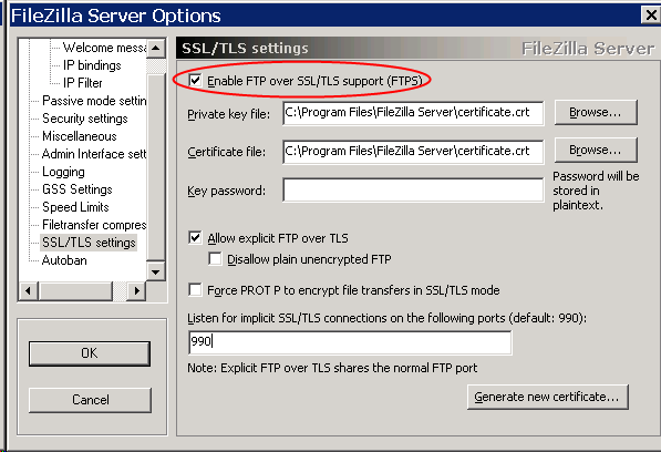 FileZilla Server0.9.60 开启FTP over TLS_filezilla tls_mozhang的博客-CSDN博客