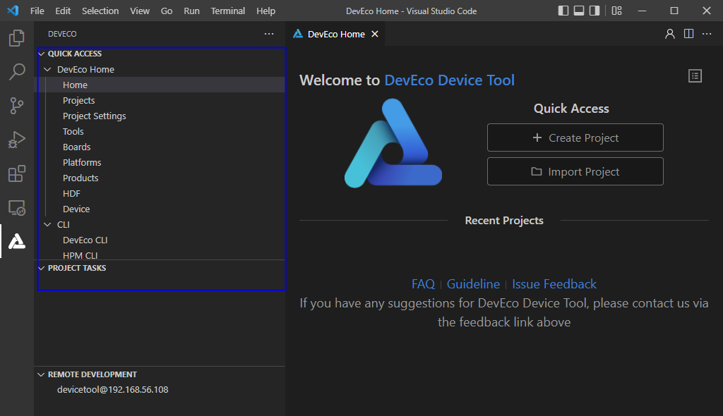 DevEco Device Tool工具Windows平台安装后，打开VSCode点击DevEco图标后，侧边栏只显示“DEVECO DEVELOPMENT”_为什么在vscode中打开 ...