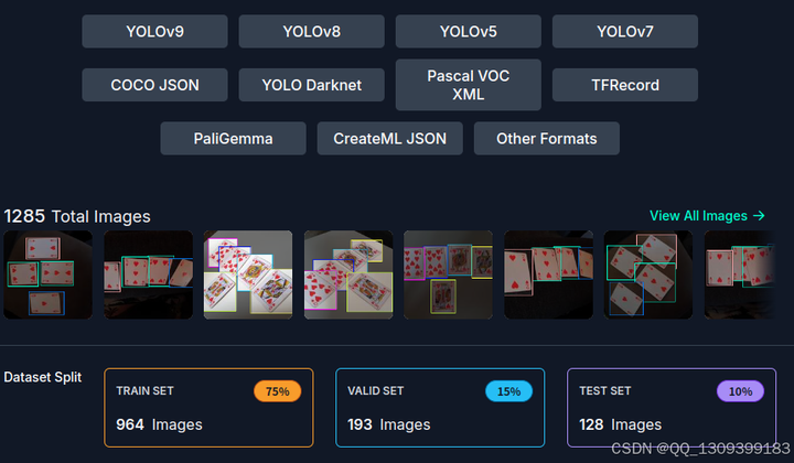 扑克纸牌数据集-YOLOv9 - YOLOv8 - YOLOv5 - YOLOv7模型训练格式 - COCO JSON - YOLO Darknet - Pascal VOC XMl多种训练 ...