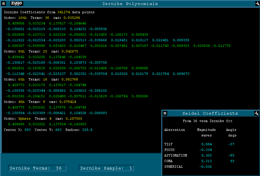 Zernike（泽尼克）转Seidel（赛德尔）系数（Zygo干涉仪功能）_zygo中的commag什么意思-CSDN博客