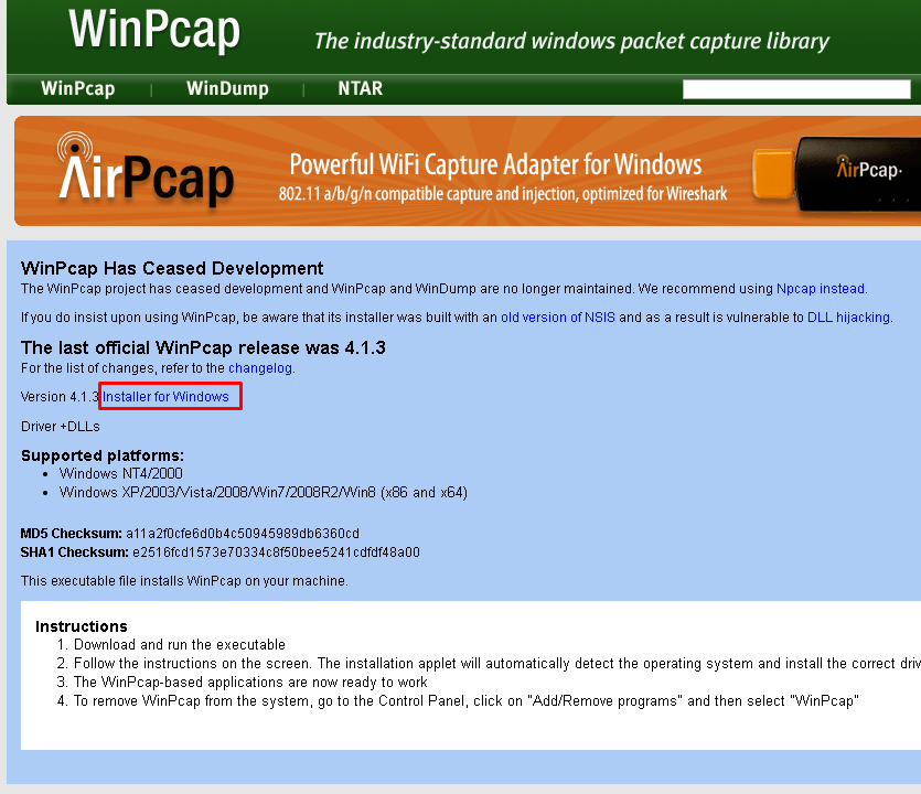 如何为Windows安装WinPcap？-CSDN博客