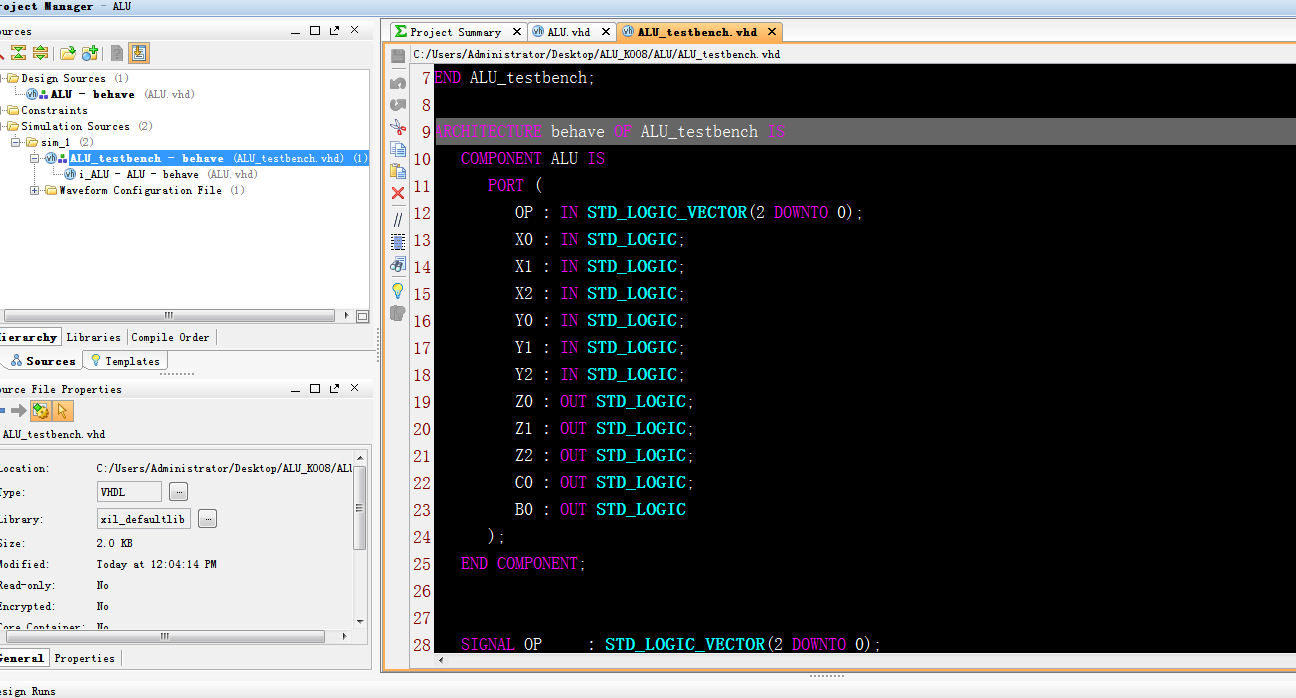 基于FPGA的3bit的ALU设计VHDL代码Quartus仿真_task实现alu的程序编译和仿真-CSDN博客