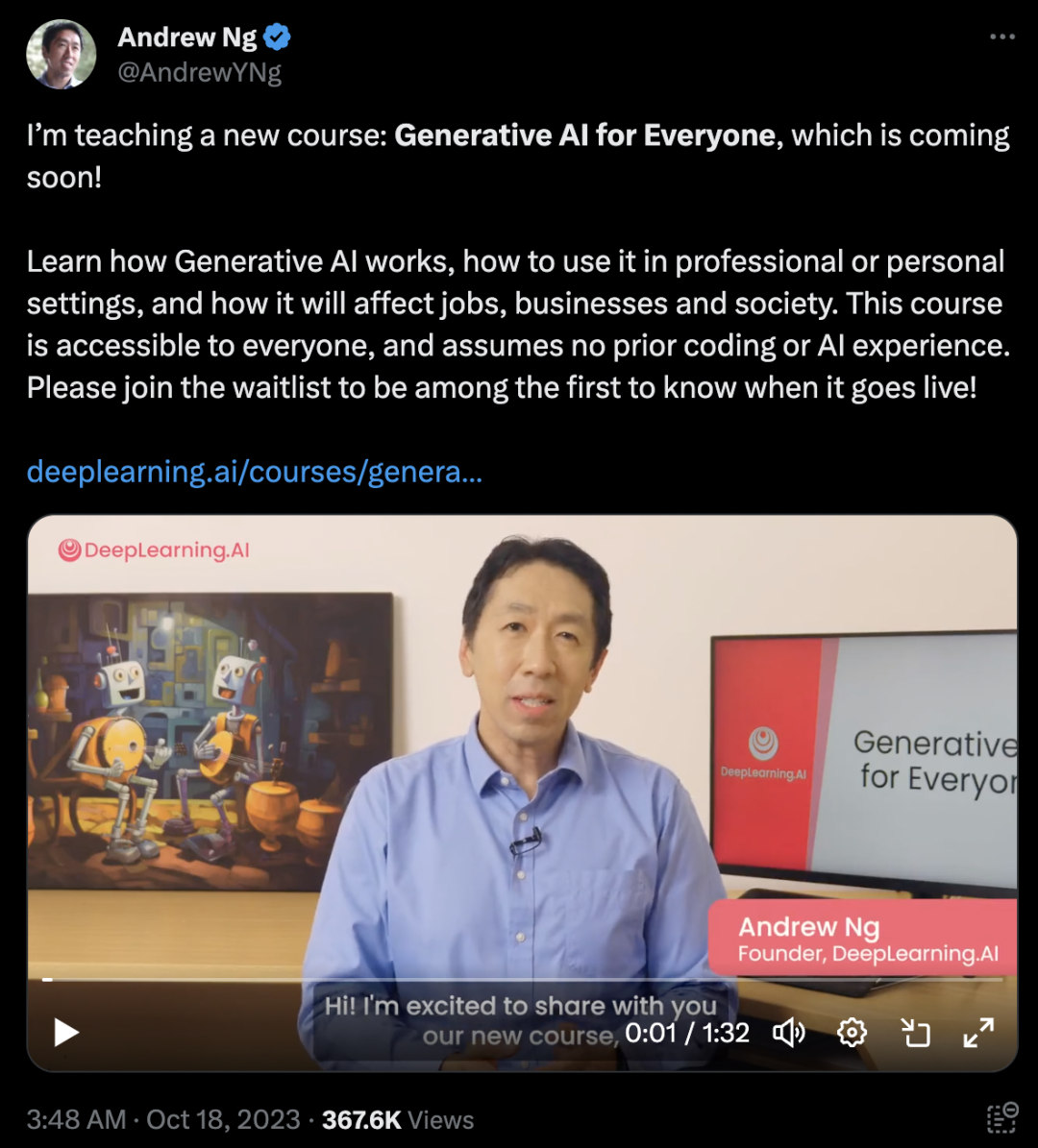 吴恩达开新课了：面向所有人的生成式 Ai 课程！我已偷偷学了起来 Csdn博客 