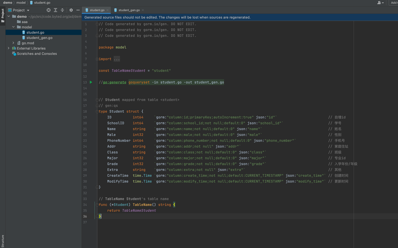 Golang 快速生成数据库表的 model 和 queryset_gentool-CSDN博客