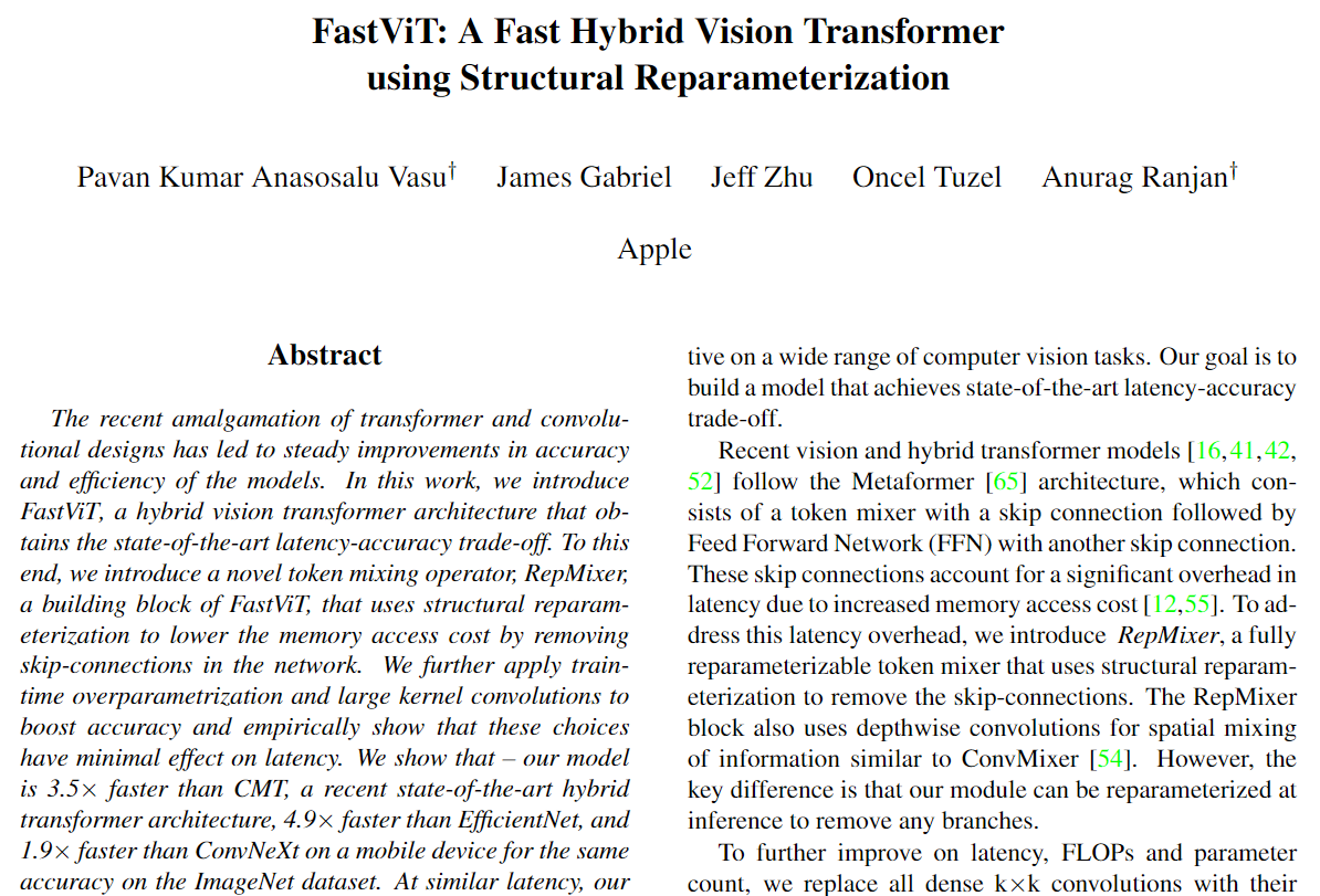 苹果开源 FastViT：快速卷积 Transformer 的混合视觉架构_vision transformer 苹果-CSDN博客
