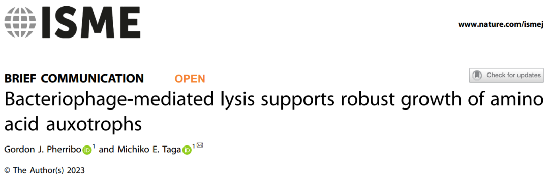 ISME J | 噬菌体介导的裂解强力促进氨基酸营养缺陷型细菌的生长-CSDN博客