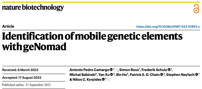 Nature Biotechnology | 使用geNomad识别移动遗传元素-CSDN博客