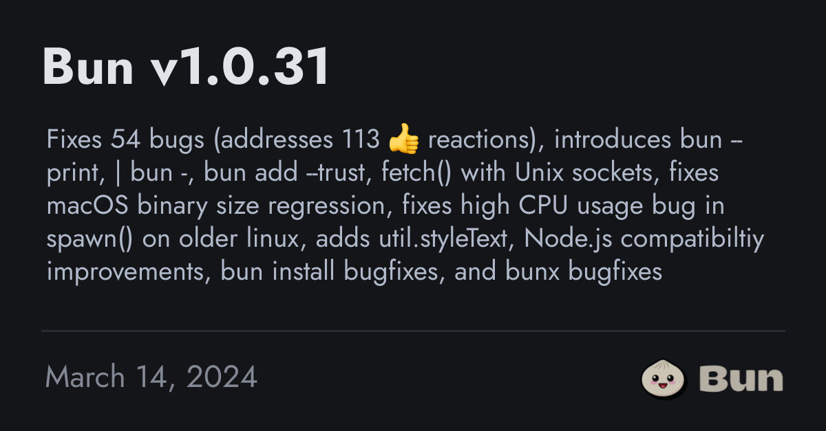 Bun v1.0.31 发布，支持 Unix 套接字发送 HTTP 请求！-CSDN博客