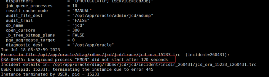 数据库启动报错ORA-00445_ora 445-CSDN博客