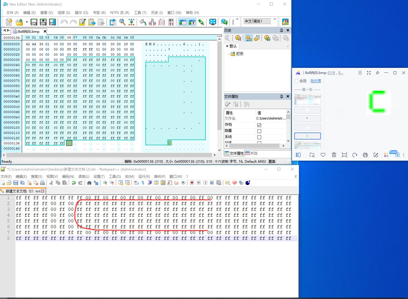 任务01-信息编码：纯⽩⾊的bmp图⽚ 用Hex Editor Neo画一个“C_用hexeditor编辑图片-CSDN博客